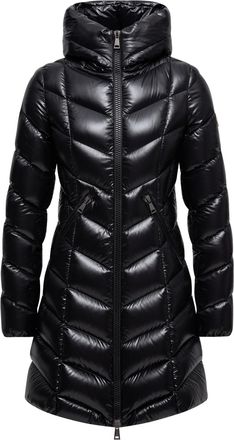 Moncler Moncler Doudoune Longue &Agrave; Capuche Et Matelassage G&eacute;om&eacute;trique Marus, Femme, Noir, Taille: 00