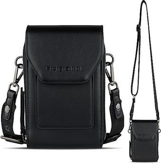 Bugatti Almata portefeuille bandoulière avec compartiment smartphone, sac crossover pour femme, noir