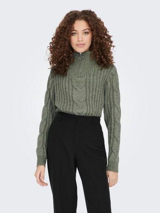 Jacqueline de Yong Stehkragenpullover JDYANDREA L/S ZIP CABLE PULLOVE KNT NOOS Materialmix