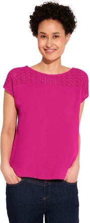 Street One Damen A321490 T-Shirt mit Häkelstruktur, Magnolia Pink, 44