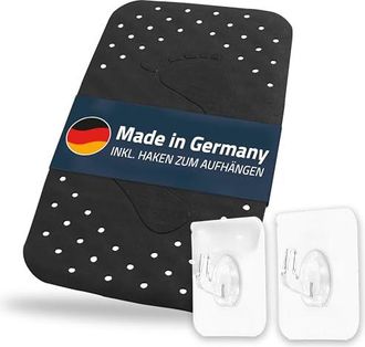 Ridder Badewanneneinlage, Wanneneinlage, Badematte Step ca. 38x72 cm, schwarz, 100% TPE | inkl. 2 Haken | frei von PVC, Phthalaten, Blei, Latex | TÜV geprüft