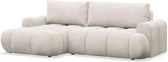 Selsey Ombo Mini - Ecksofa mit Schlaffunktion, Bettkasten und Boucl&eacute;-Bezug, Creme, links - Selsey