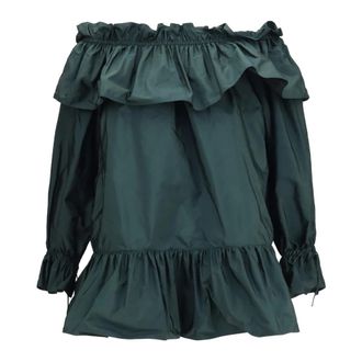 Saint Laurent Kleid aus Nylon-Popeline mit R&uuml;schen - - Blouses & Shirts - Damen - Gr&uuml;n - S
