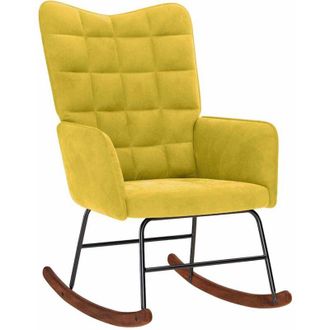 vidaXL Chaise &agrave; bascule Jaune Velours - Vidaxl