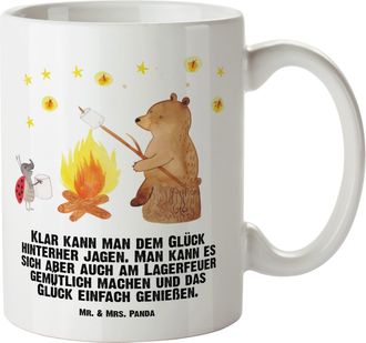 Mr. & Mrs. Panda XL Tasse Bär & Marienkäfer Lagerfeuer - Geschenk, XL Becher, Jumbo Tasse, Große Tasse, Teddybär, Grosse Kaffeetasse, Teddy