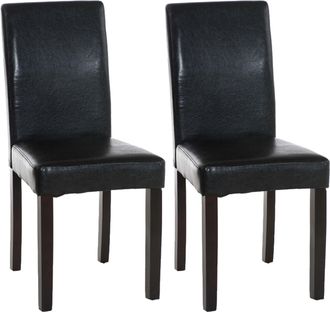Clp Set 2 Sedie Da Pranzo Ina In Similpelle Nero Marrone Scuro