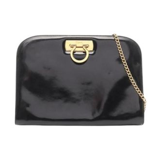 Ferragamo Sac bandouli&egrave;re en cuir verni Pre-owned - Femme - Pre-owned - Noir - Taille: ONE Size