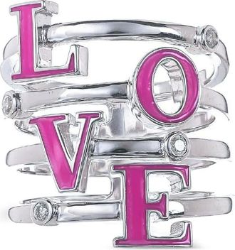 Loree Rodkin bague Love en or blanc 14ct pavée de diamants - Argent
