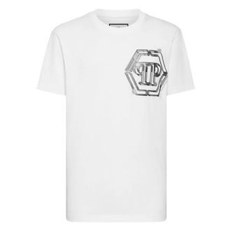 Philipp Plein T-Shirt Rundhals SS PP Glass - - Tops - Herren - Wei&szlig; - 4XL