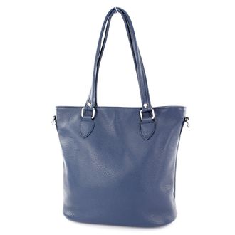 modamoda.de T215 - Italienische Ledertasche Shopper Large, Farbe:Saphirblau