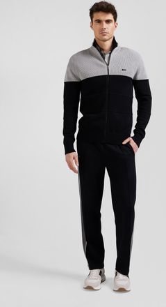 Eden Park Cardigan Zipp&eacute; &Agrave; Col Montant Marine Et Gris En Coton