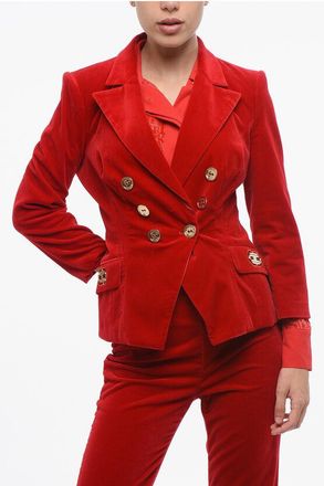 Elisabetta Franchi Double-Breasted Velvet Blazer size 42