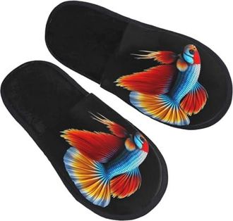 Generic Motif De Poisson Betta Coloré Pantoufles Moelleuses Doux Pantoufles En Peluche Chauds Slippers Pour Unisex Chambre Extérieur L