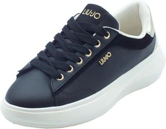 Liu Jo BA6069 Casper 01 Black Sneakers pour femme en cuir noir avec compensation, Noir, 40 EU