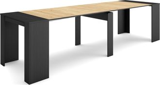 Skraut Home | Ausziehbarertisch | Multifunktionaler ausziehbarer | 300 | F&uuml;r 14 G&auml;ste | Esszimmertische | Moderner Stil | Schwarz Eiche