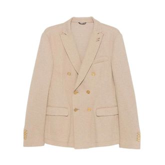 Daniele Alessandrini 15 Giacca D/ptt Sfoderata Bottoni Oro - - Jackets - Herren - Beige - 2XL