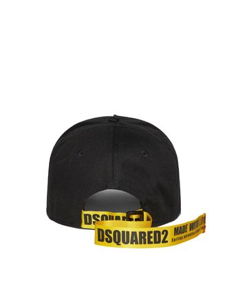 Dsquared2 Mens D2 Patch Logo Baseball Cap Black Accessories > Beanies & Hats