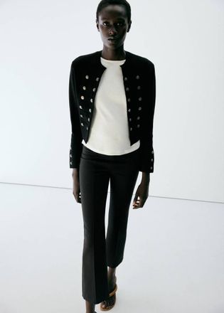 Mango Pantalon droit d&eacute;tail coutures noir - Femme - 32 - MANGO