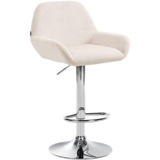 Clp Tabouret avec pied en acier brillant et rev&ecirc;tement en velours diff&eacute;rentes couleurs colore : Cr&egrave;me