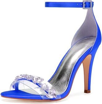 Generic Chaussures De Mariage Femme &Eacute;t&eacute; Sexy Open Toe High Heels Mari&eacute;e Stylet Talons Bureau Travail Soir Sandale Talons Hauts 10.5CM,Bleu,39 EU