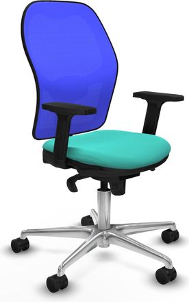 Piqueras y Crespo Jorquera Stuhl mit Lendenwirbelst&uuml;tze mit 2D-Armlehnen, ausgestattet mit 5 Positionen und injiziertem Schaum. Mit Rollen von 65 mm Nylon, Blau/T&uuml;rkis