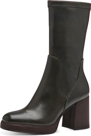 Marco Tozzi Damen Stiefel mit Absatz aus Kunstleder Blockabsatz, Grün (Olive), 39
