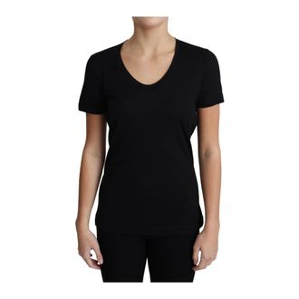 Dolce & Gabbana V-Ausschnitt T-Shirt - - Tops - Damen - Schwarzk - S