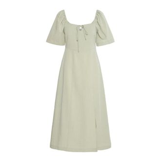 Ichi Ichi, Femme, Robes, Vert, Taille: 44 FR Robe Th&eacute; F&eacute;minine avec Manches Bouffantes
