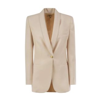 Elisabetta Franchi Leichte Cr&ecirc;pe-Jacke mit einfachem Knopfverschluss - - Jackets - Damen - Beige - XS