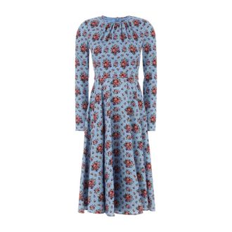 Dolce & Gabbana Femme, Robes, Multicolore, Taille: 38 FR Robe longue en charmeuse &agrave; imprim&eacute; de petits bouquets de fleurs