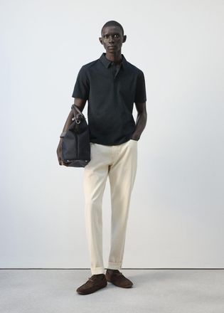 Mango Polo piqu&eacute; slim-fit bleu marine - Homme - XXL - MANGO MAN