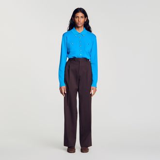 Sandro Pantalon droit &agrave; rayures