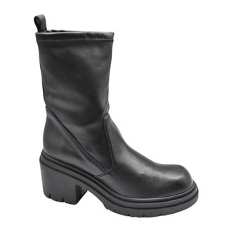 Janet & Janet Schwarze flache Hohe Stiefel f&uuml;r Frauen - - Shoes - Damen - Schwarzk - 36 EU