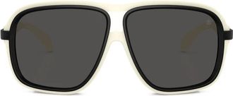 Moncler Sonnenbrille mit Logo-Print - Wei&szlig;