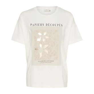 Kaffe Femme, Tops, Blanc, Taille: 36 FR Tee Oversize avec Impression Intelligente