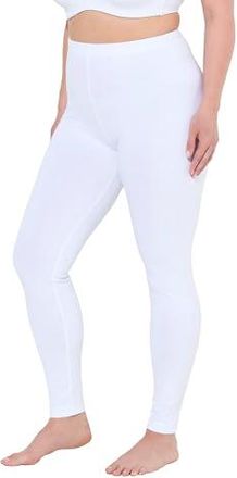 Ulla Popken Baumwolle, Elastikbund Legging en Coton, Slim, Taille élastique, Blanc Neige, 56W / 32L Femmes