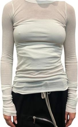 Rick Owens Femme, Tops, Blanc, Taille: 40 FR T-shirt c&ocirc;tel&eacute;e &agrave; manches longues