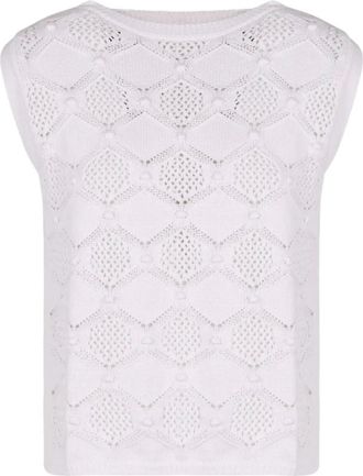 Max Mara Femme, Tops, Blanc, Taille: 40 FR Pull sans manches &agrave; col rond