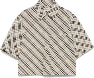 Burberry Femme, Blouses et Chemises, Gris, Taille: 34 FR Chemise &agrave; Manches Courtes &agrave; Motif &agrave; Carreaux