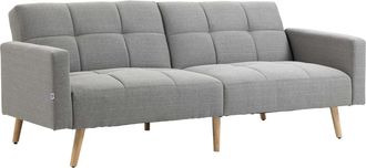 HOMCOM 2 in 1 Schlafsofa 205 x 88 cm Sofa mit Bettfunktion, Couch Leinenoptik, Verstellbarer R&uuml;ckenlehne f&uuml;r Wohnzimmer, Schlafzimmer, Grau