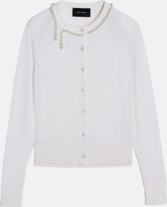 Simone Rocha Klassischer Cardigan Aus Merinowolle Und Seide Mit Stickereien