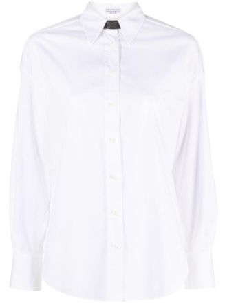 Brunello Cucinelli Verziertes Hemd - Wei&szlig;