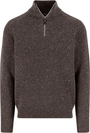 Fynch-Hatton Troyer aus Wollmix mit Melange-Effekt Dark Chocolate/XXL