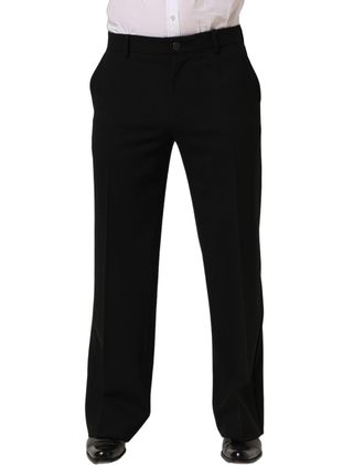 Dolce & Gabbana Mens Virgin Wool Straight Trousers Black Elastane