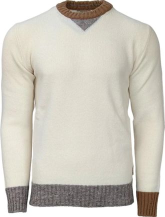 Bob Homme, Pulls, Blanc, Taille: L Maillot ivoire personnalisé avec des patchs aux coudes