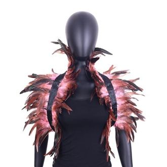 Generic Cape en plumes gothique Top Wings - Costume de cygne avec aisselles - Costume gothique - F&ecirc;te costum&eacute;e - Costume de carnaval - &Eacute;charpe punk &agrave; plumes -