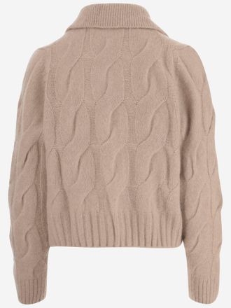 Allude Womens Cardigan Cashmere And Silk Beige Sweater