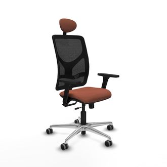 Piqueras y Crespo Stuhl mit 3D-Armlehnen, h&ouml;henverstellbare Lendenwirbelst&uuml;tze und festes Kopfteil, ausgestattet mit Syncro/Traslack und Schneideschaum, Schwarz/Braun