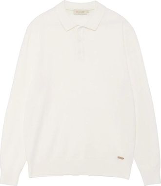 Gianni Lupo Homme, Sweatshirts et sweats &agrave; capuche, Beige, Taille: M Polo &agrave; manches longues &agrave; trois boutons