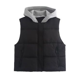 Generic Veste dhiver &agrave; capuche en coton pour femme, Noir, XS